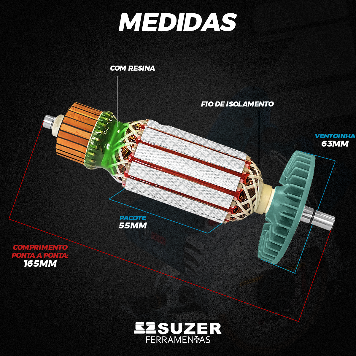 Induzido, Rolamento, Carvão 1450w Gdc1440 Gdc 14-40 E48 127v - suzer