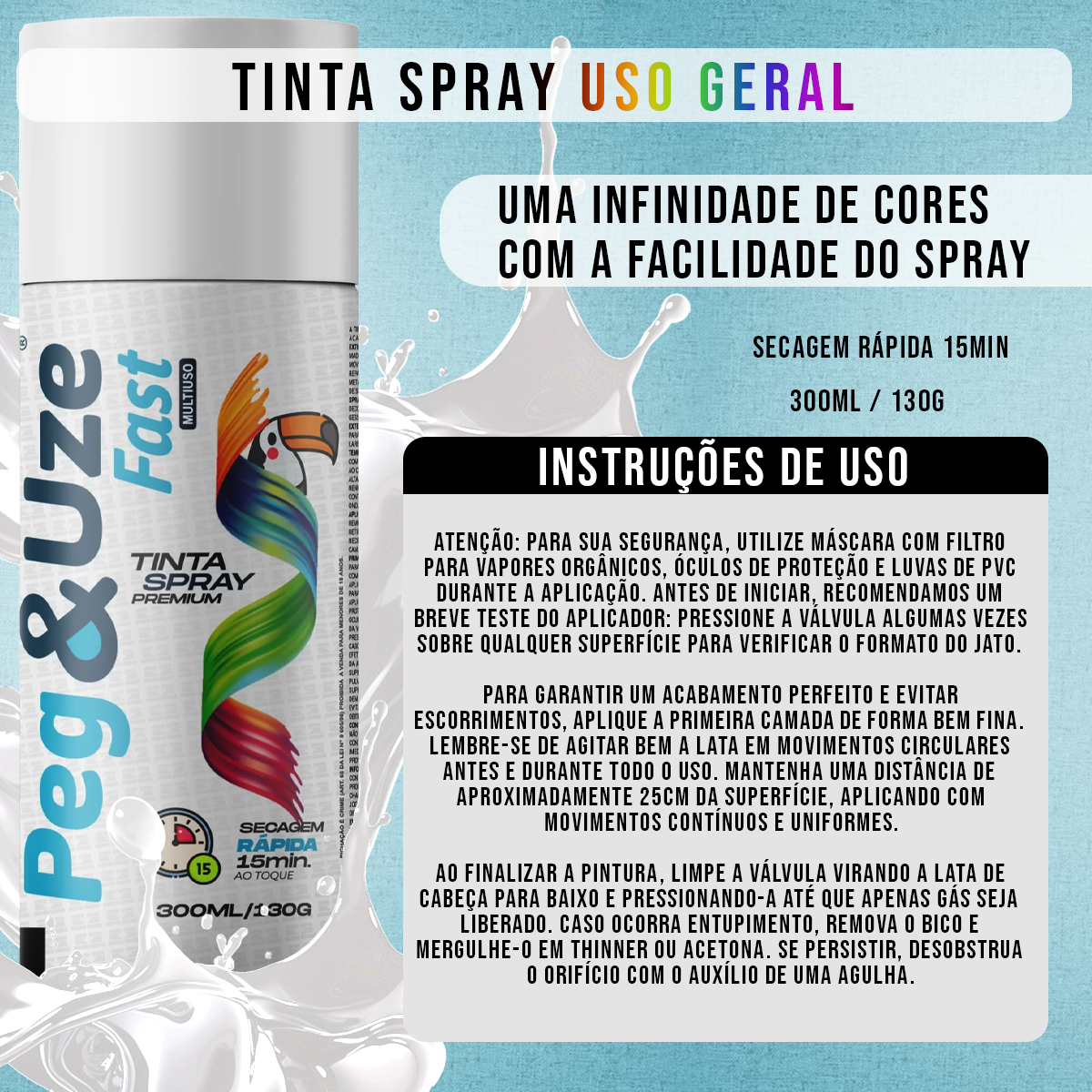 Spray Peg&Use 300ml Uso Geral COR BRANCO BRILHANTE - suzer