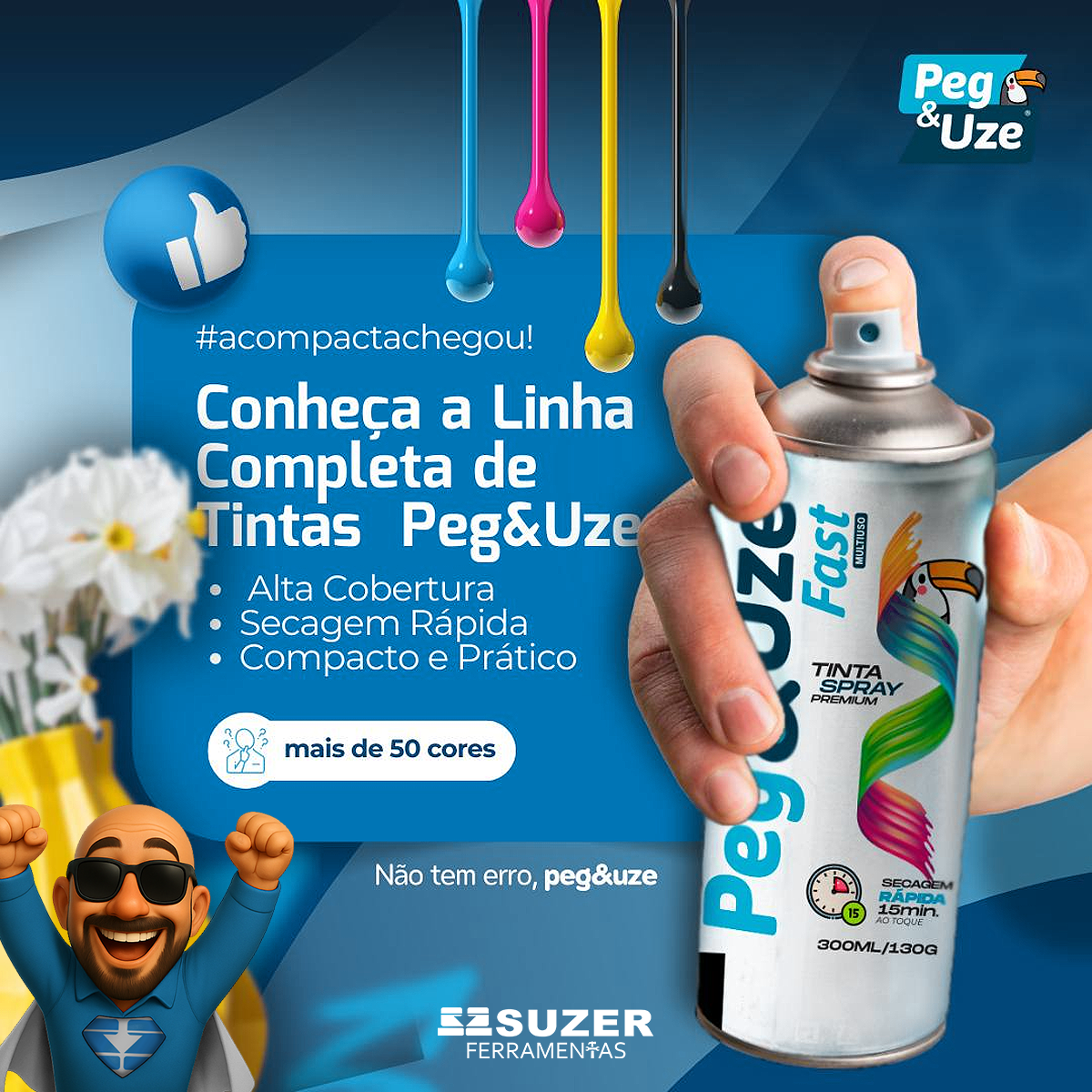 Spray Peg&Use 300ml Uso Geral COR BRANCO BRILHANTE - suzer