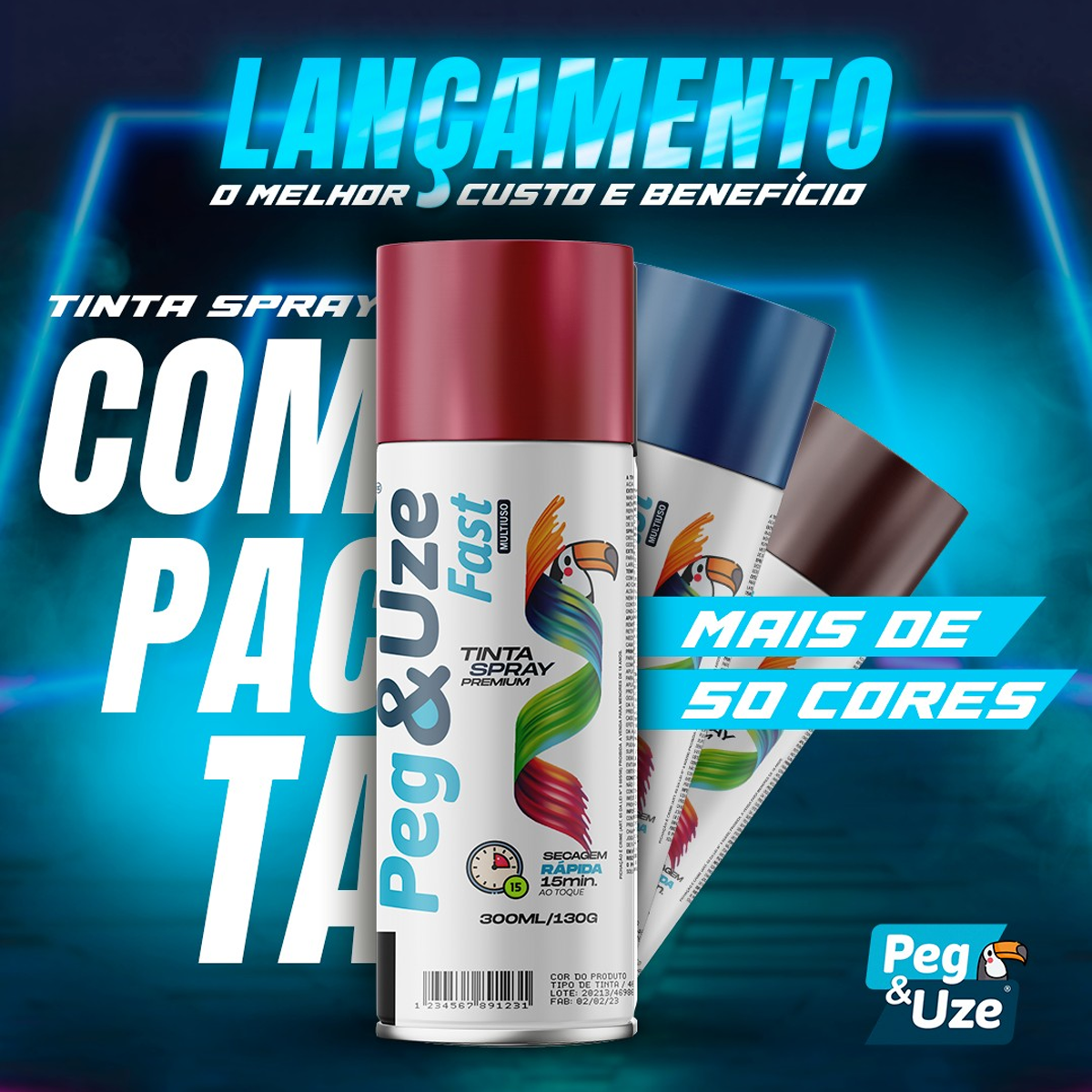 Spray Peg&Use 300ml Uso Geral COR PRETO FOSCO - suzer