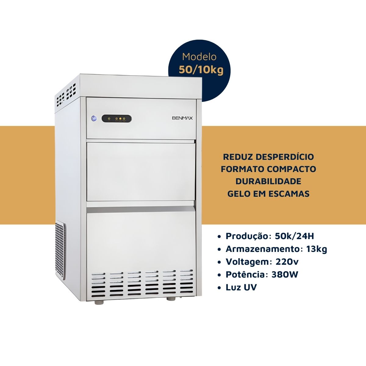 Máquina De Gelo Benmax Super Ice Escamas 50/10kg 220v - Viva 7 Máquinas ...