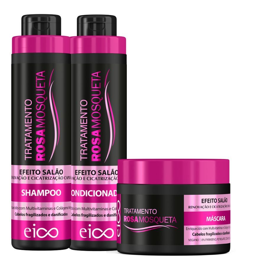 Kit Eico Tratamento Rosa Mosqueta Máscara 270g 3 Itens - Grupo Beleza