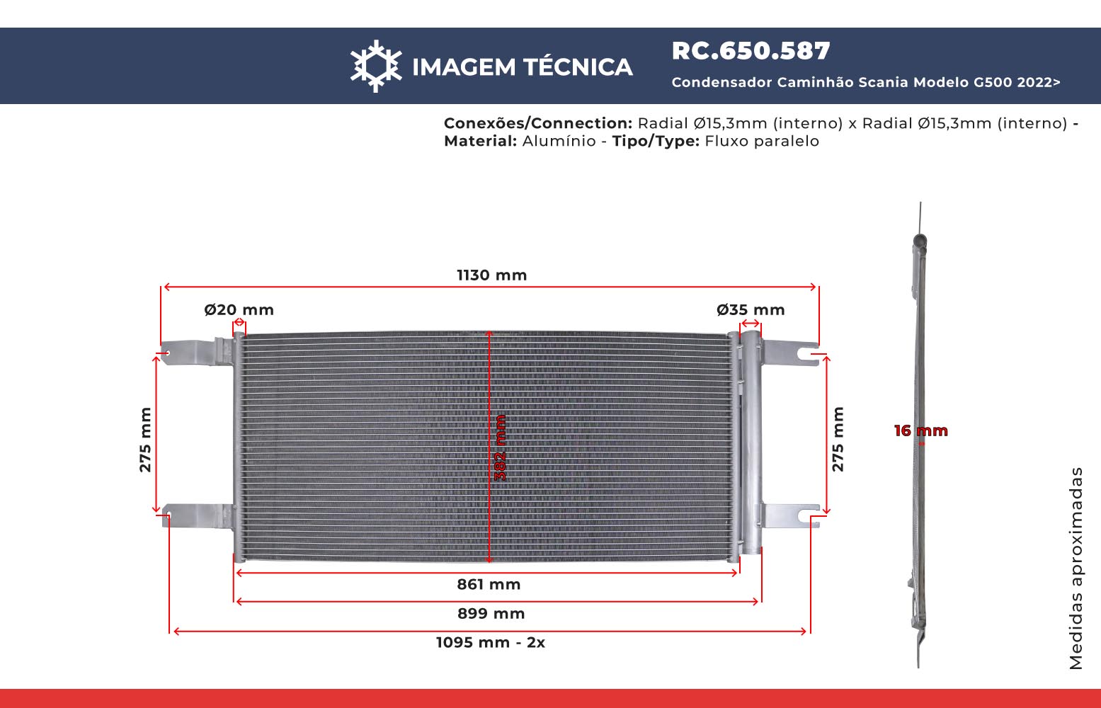 Condensador de Ar Condicionado Caminhão Scania G500 2022 2023 OEM ...