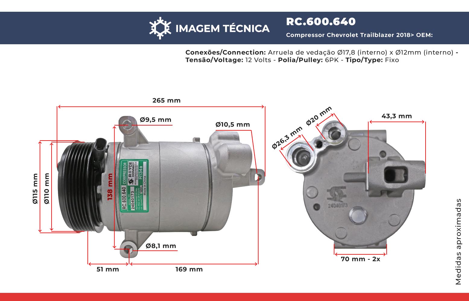 Compressor Ar Condicionado Trailblazer 2013+ OEM 52122497 - Manbrape ...