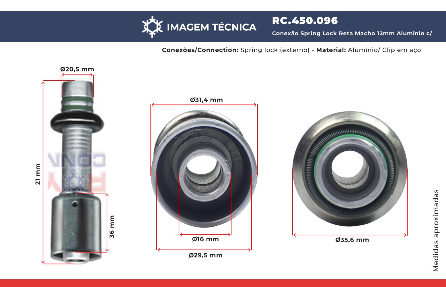 Conexão Spring Lock Reta Macho 12mm Aluminio c, Clip - Manbrape | Ar ...