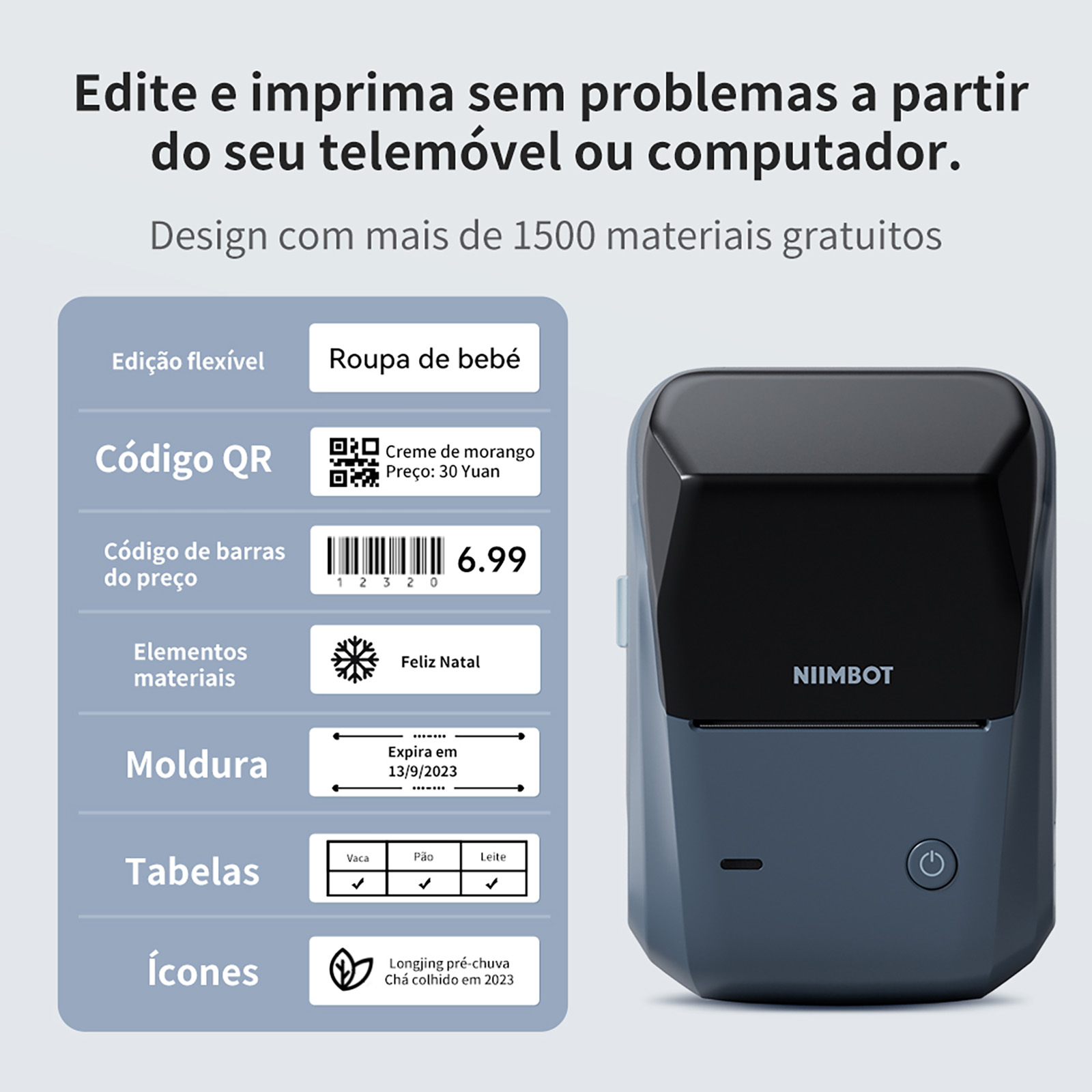 Impressora de Etiquetas e Rótulo Niimbot B1 Bluetooth - Niimbot Brasil