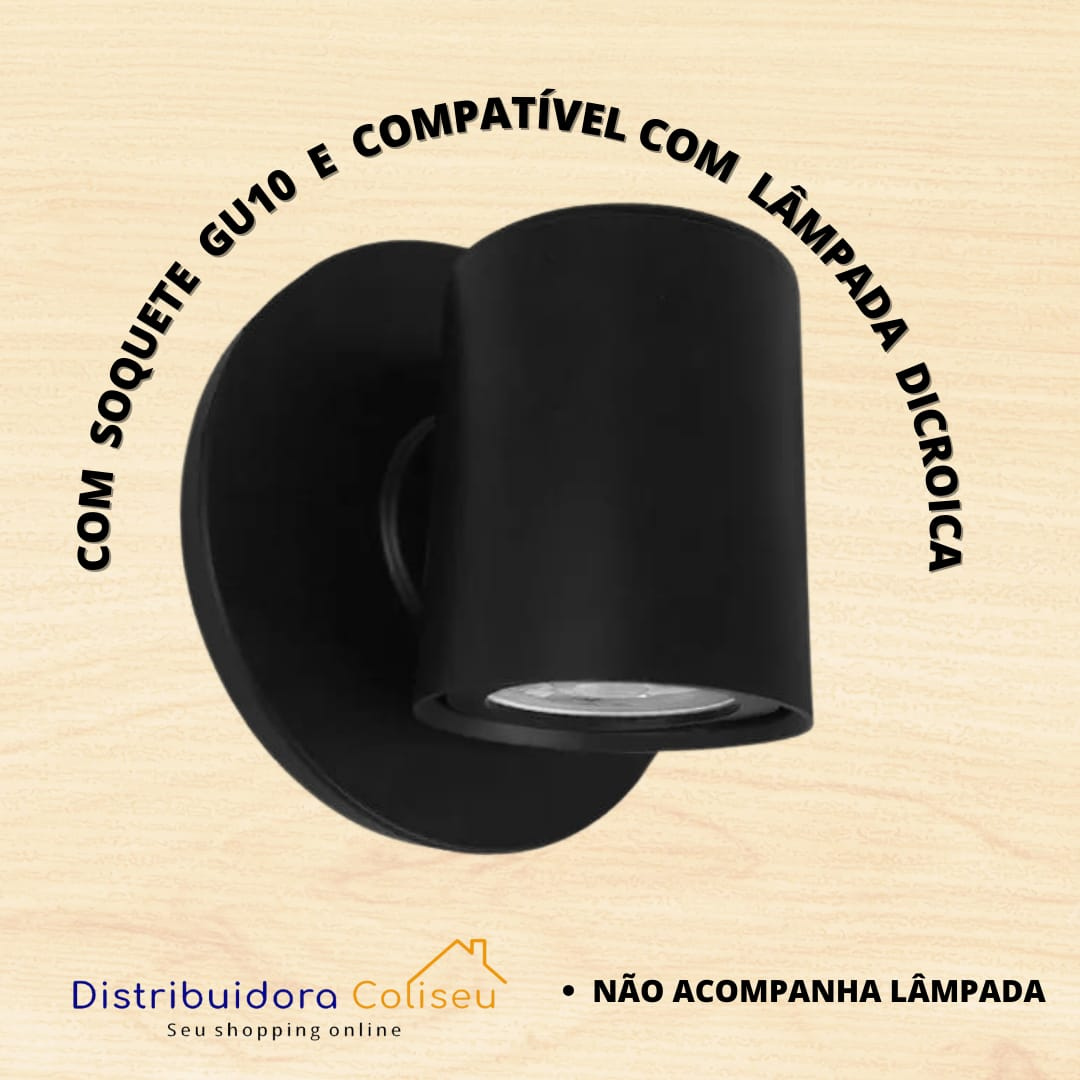 Arandela Direcionável Spot - Aréa Externa 12cm - Preto - Distribuidora ...