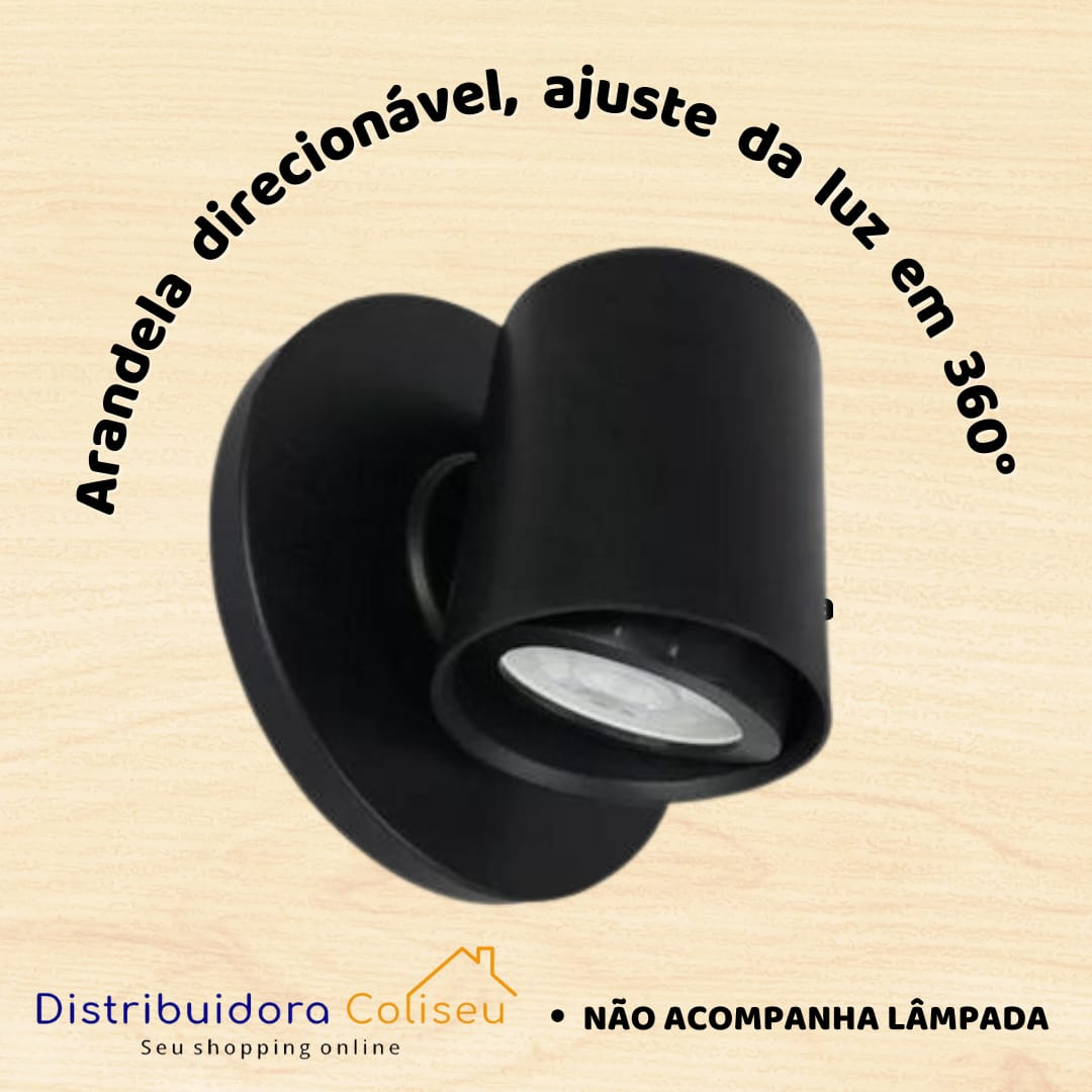 Arandela Direcionável Spot - Aréa Externa 12cm - Preto - Distribuidora ...