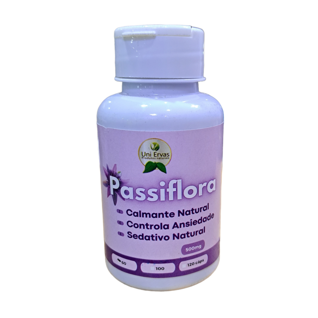 Passiflora 60 cápsulas 500mg - Uni Ervas - ABRAÃO ERVAS Passiflora 60 cápsulas 500mg - Uni Ervas - ABRAÃO ERVAS