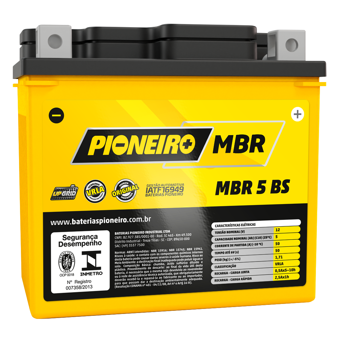 Bateria Cg125 Pioneiro MBR 5 BS 12V 5Ah - Garagem Total