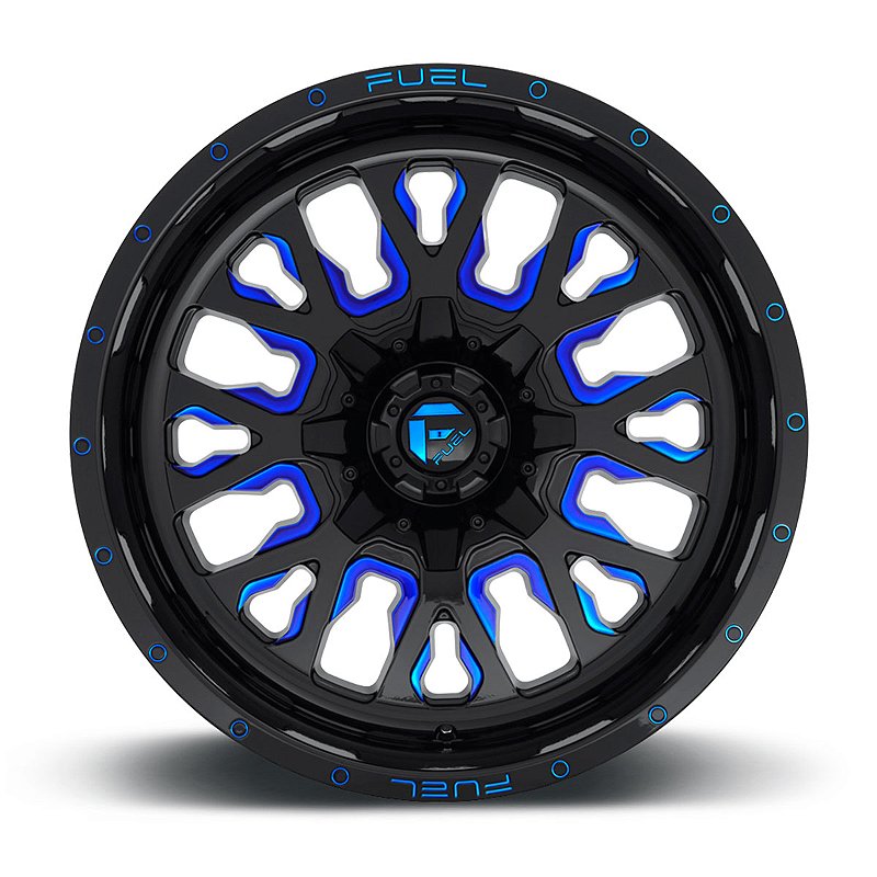 Roda Fuel Stroke D645 20x9 8x165.1 +1mm Preto c/ Azul - 4x4 Store Brasil