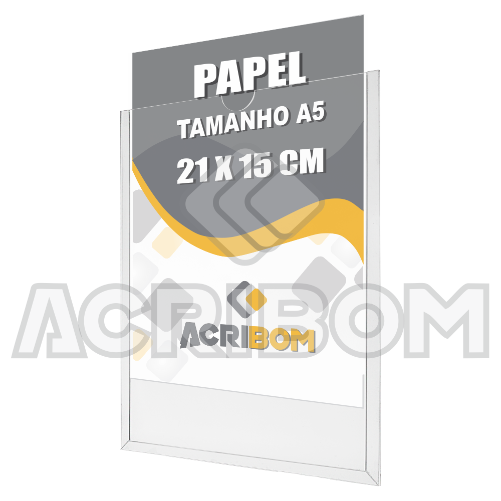 Display Acrílico A5 21x15cm Sem Fundo e Com Bordas em Acrílico Acribom ...