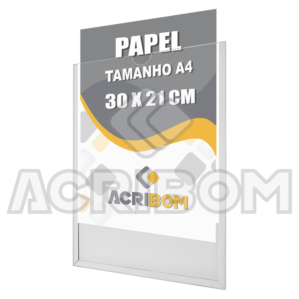 Display Acrílico A4 30x21cm Com Fundo e Com Bordas em Acrílico Acribom ...