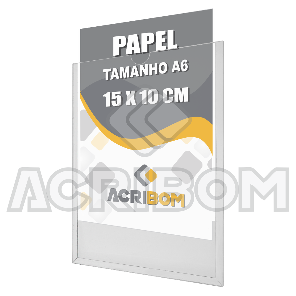 Display Acrílico A6 Com Fundo e Com Bordas em Acrílico | Acribom ...