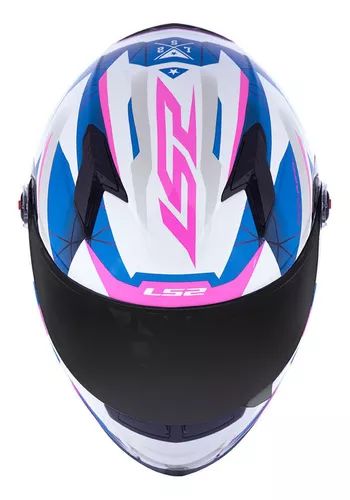Capacete Ls2 Ff358 Draze White Blue Pink Rosa - Maremoto