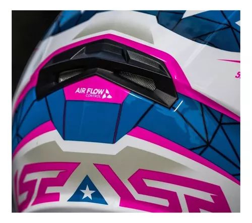 Capacete Ls2 Ff358 Draze White Blue Pink Rosa - Maremoto