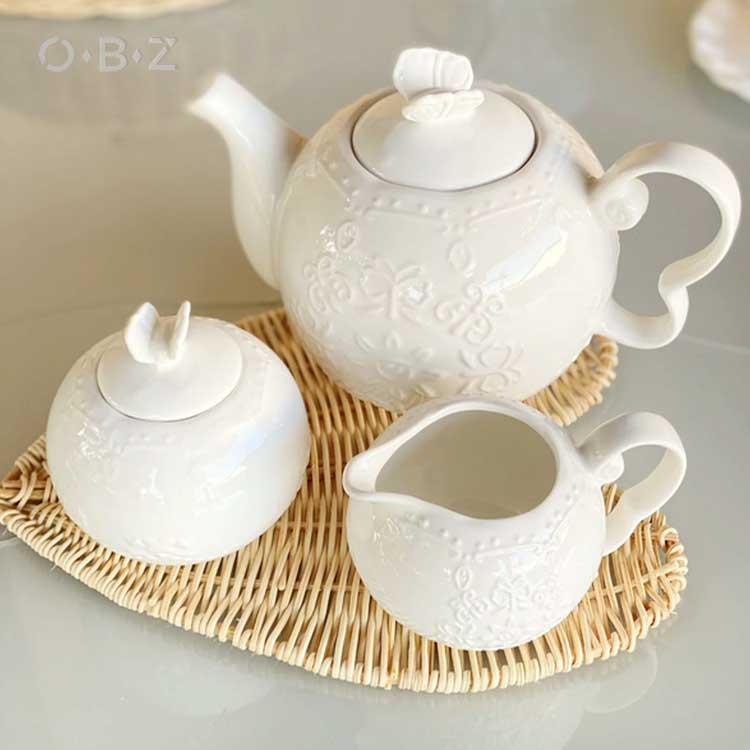 Jogo para Chá Butterfly Branco 3 Peças - OBZ Decoração - OBZ Casa e ...