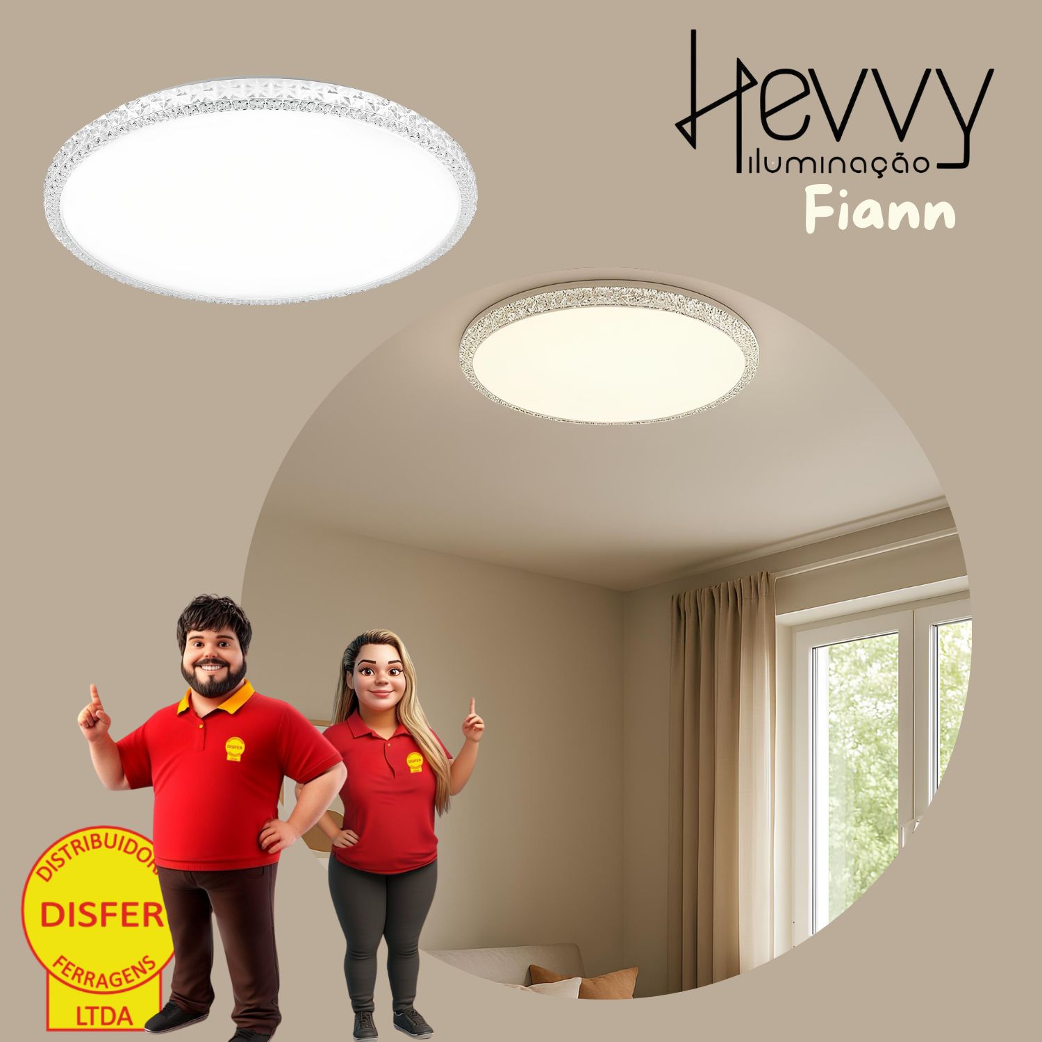 Plafon LED Fiann 39cm 24w 1920lm Multitemperatura Luz Amarel - Disfer