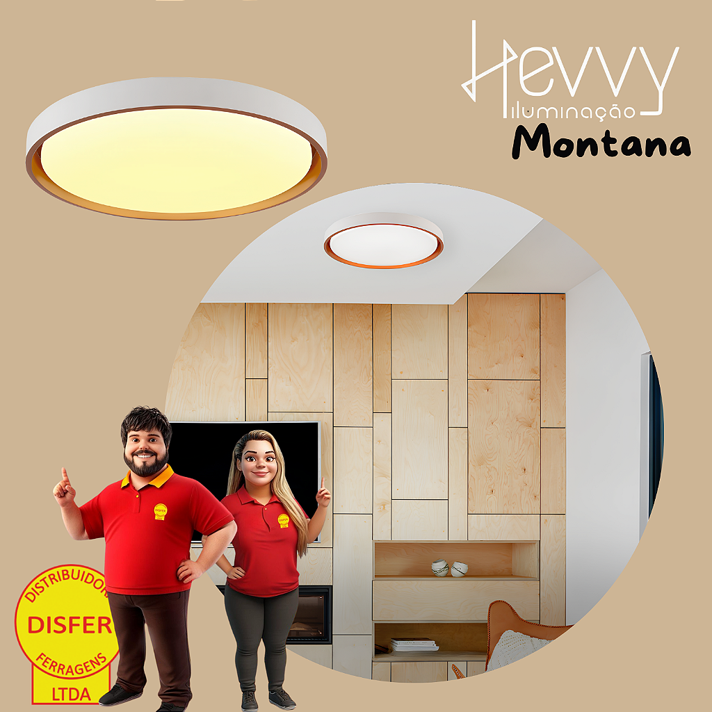 Plafon LED Montana 41cm 24w 1920lm Multitemperatura Luz Amar - Disfer