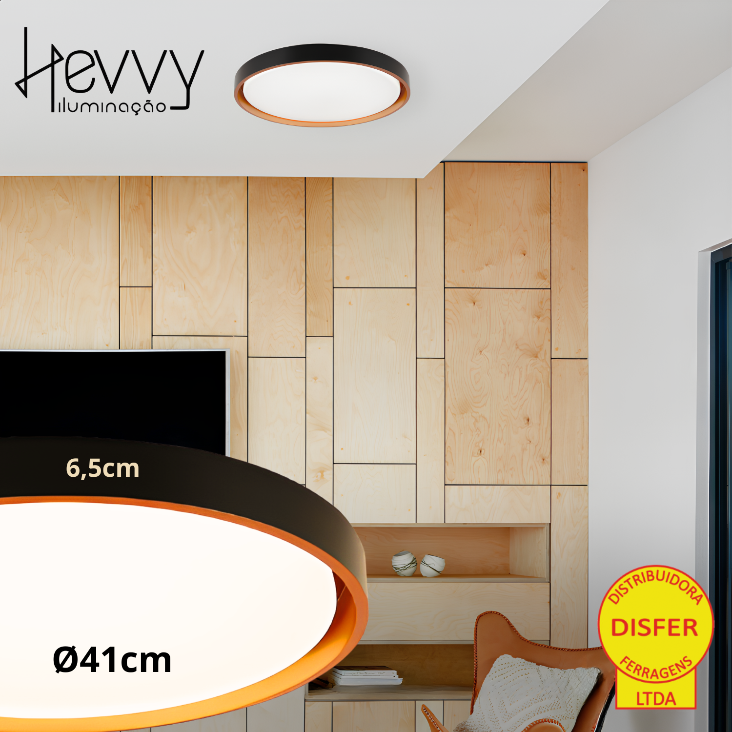 Plafon LED Montana 41cm 24w 1920lm Multitemperatura Luz Amar - Disfer