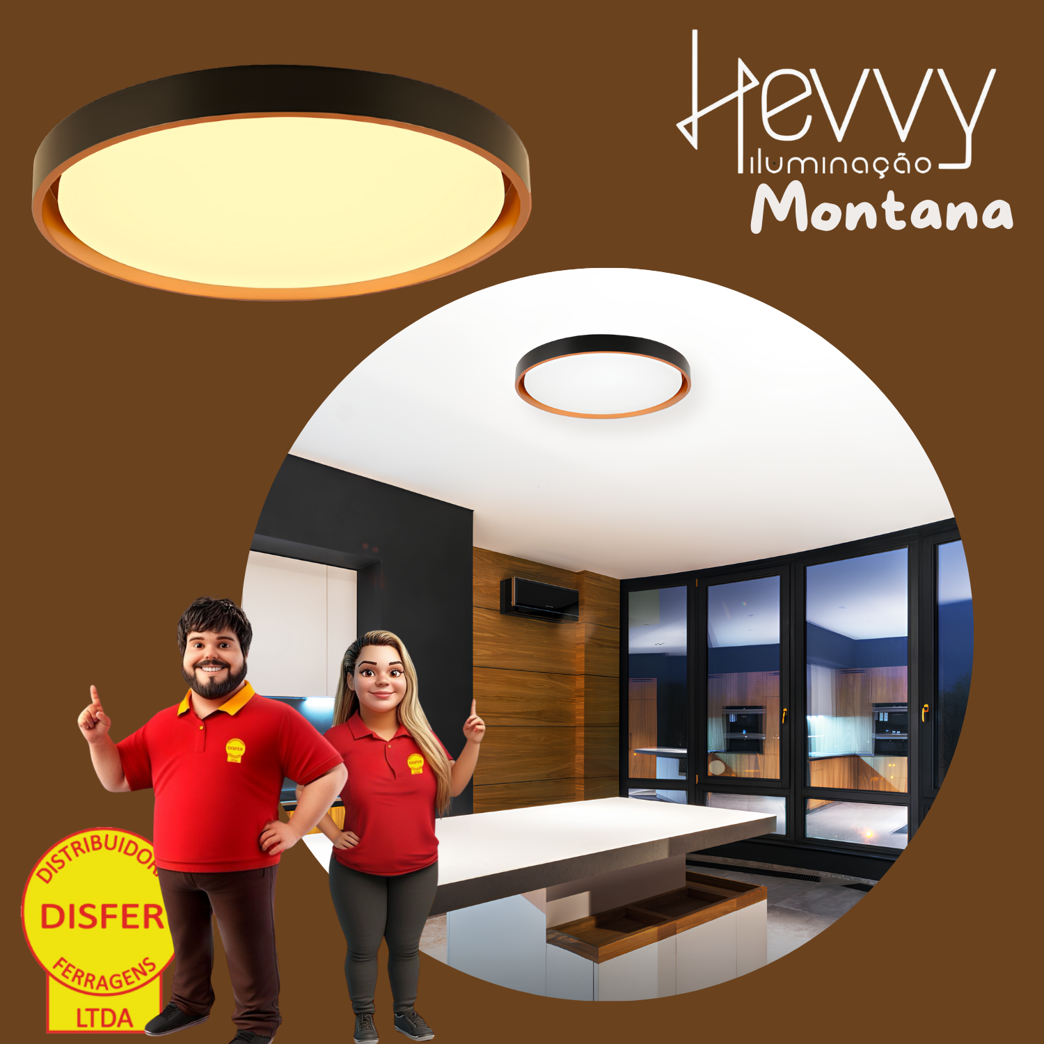 Plafon LED Montana 41cm 24w 1920lm Multitemperatura Luz Amar - Disfer