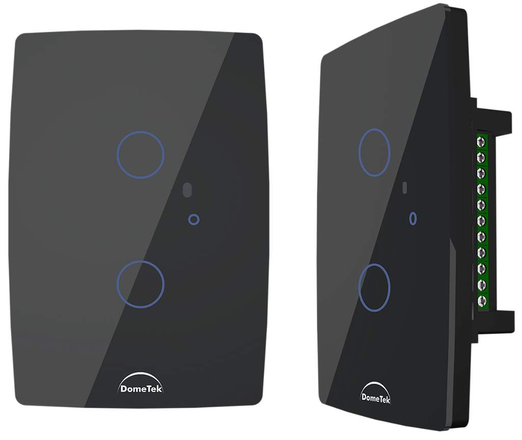 Interruptor Inteligente 2 PADs Wifi 4x2 Preto - Dometek | Di - Disfer
