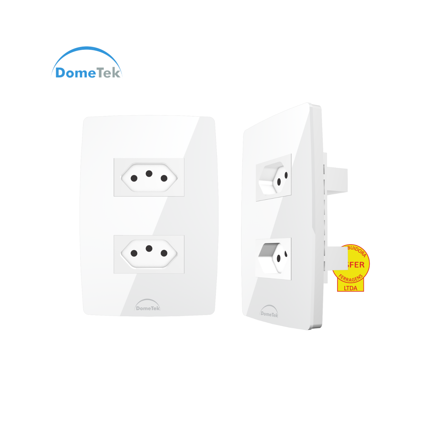 Tomada Dupla 20A c/ Placa 4x2 Branca - Dometek - Disfer