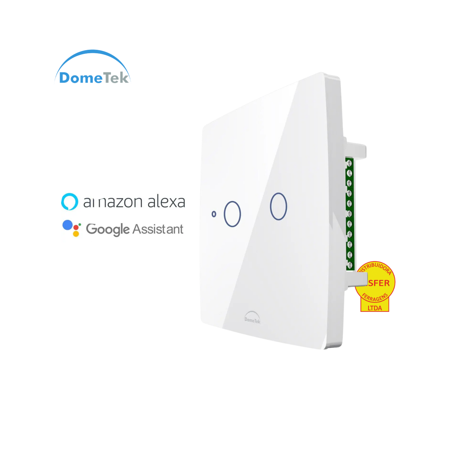 Interruptor Inteligente 2 PADs Wifi 4x4 Branco- Dometek - Disfer