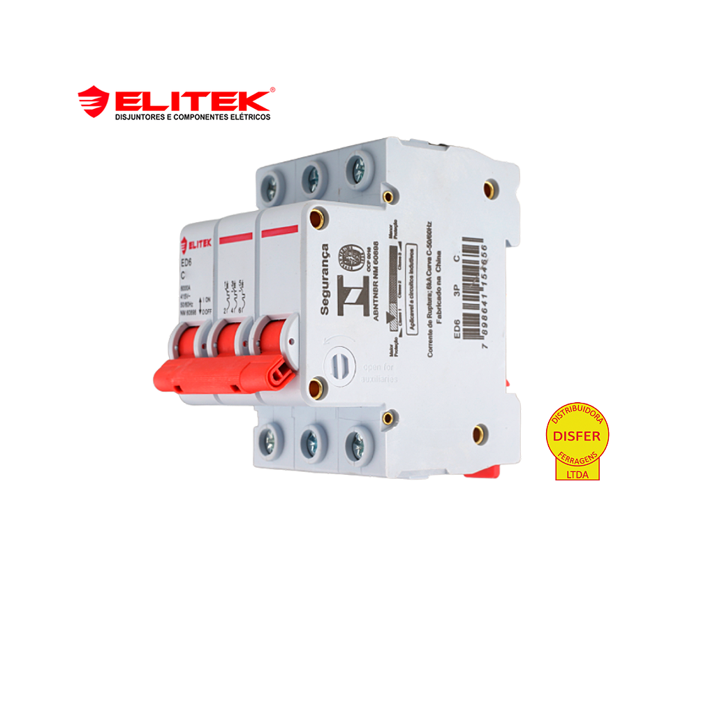 Disjuntor Tripolar DIN 63A - Elitek | Disfer - São Paulo - Disfer