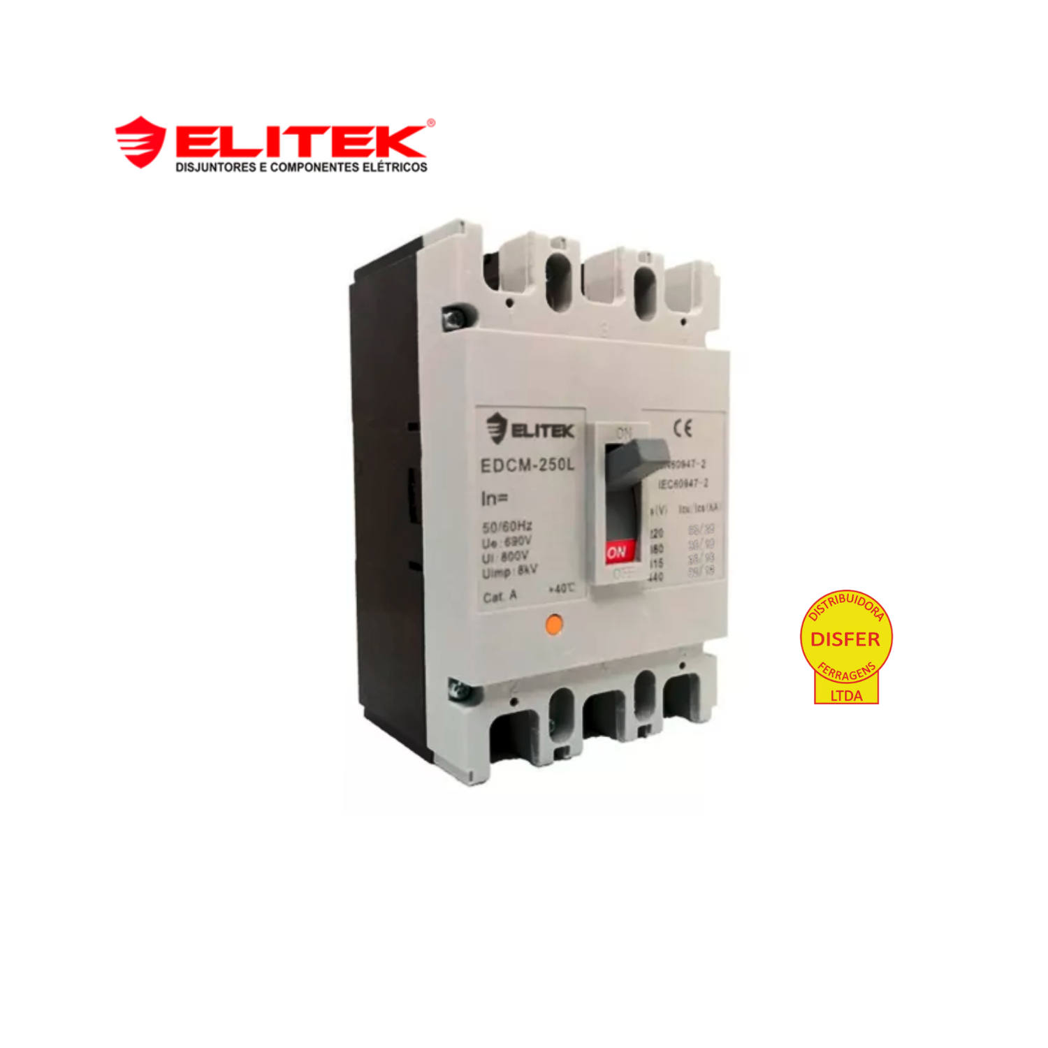 Disjuntor Caixa Moldada 3P 160A - Elitek - Disfer