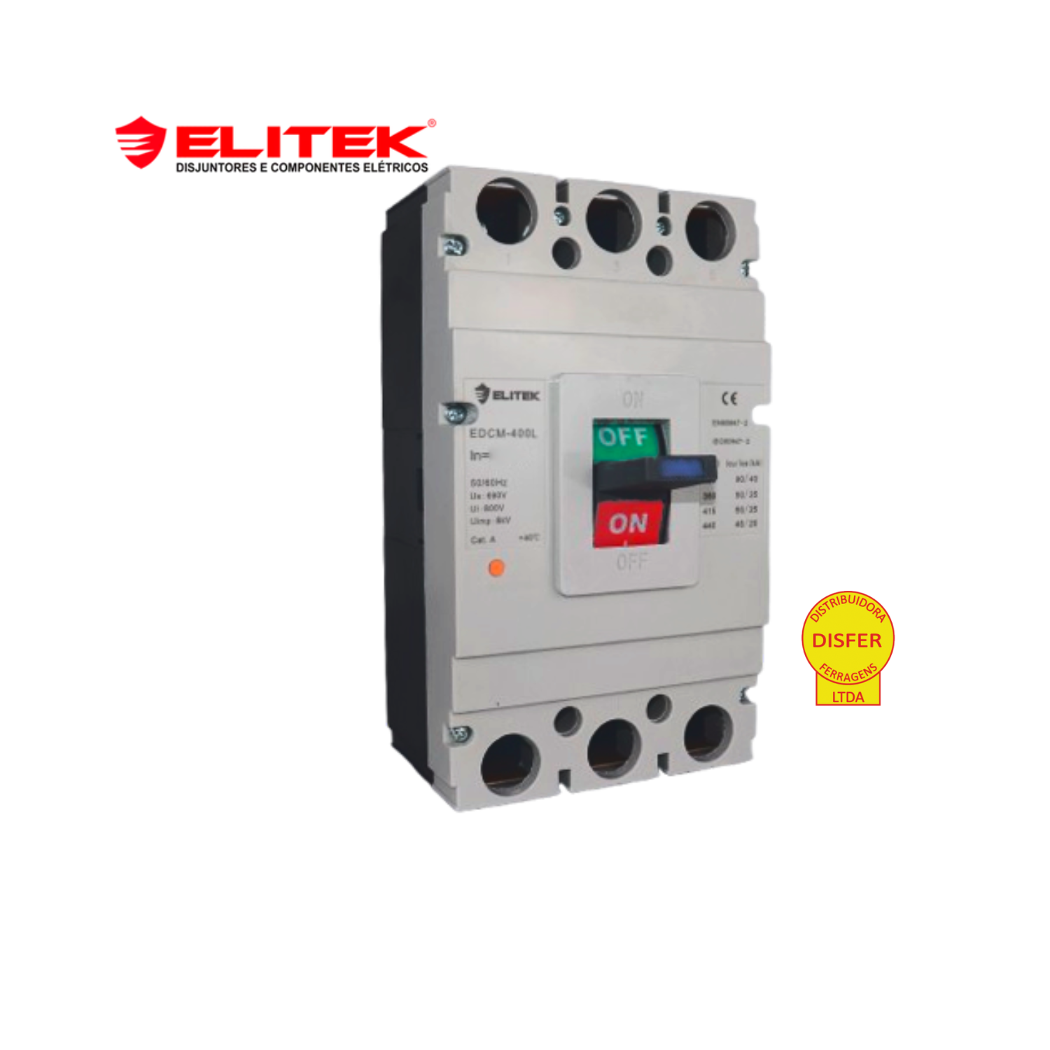 Disjuntor Caixa Moldada 3P 400A - Elitek - Disfer