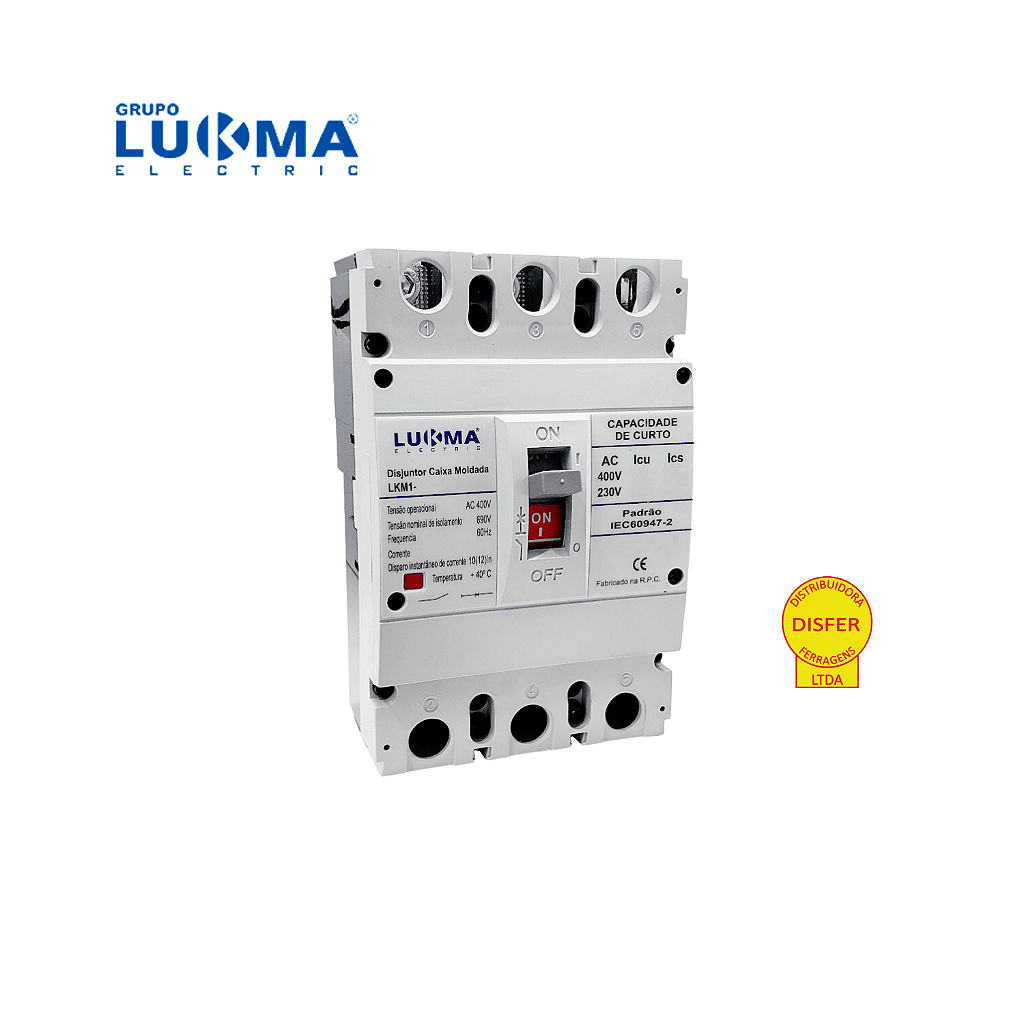 Disjuntor Caixa Moldada 3P 250A - Lukma - Disfer