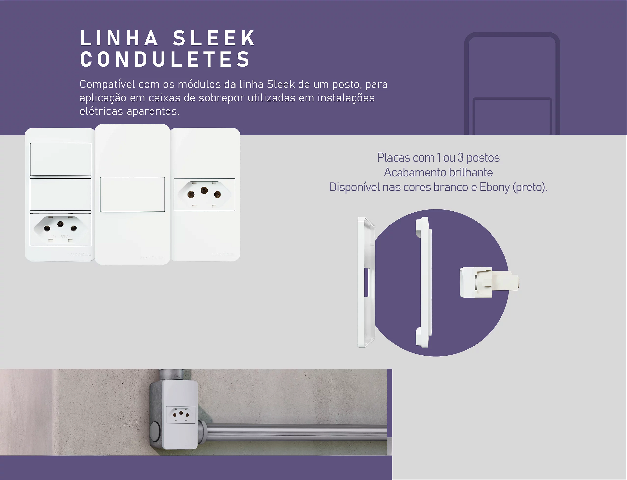 Placa para Condulete 1" 1 Posto Preta – Linha Sleek - MarGir - Disfer