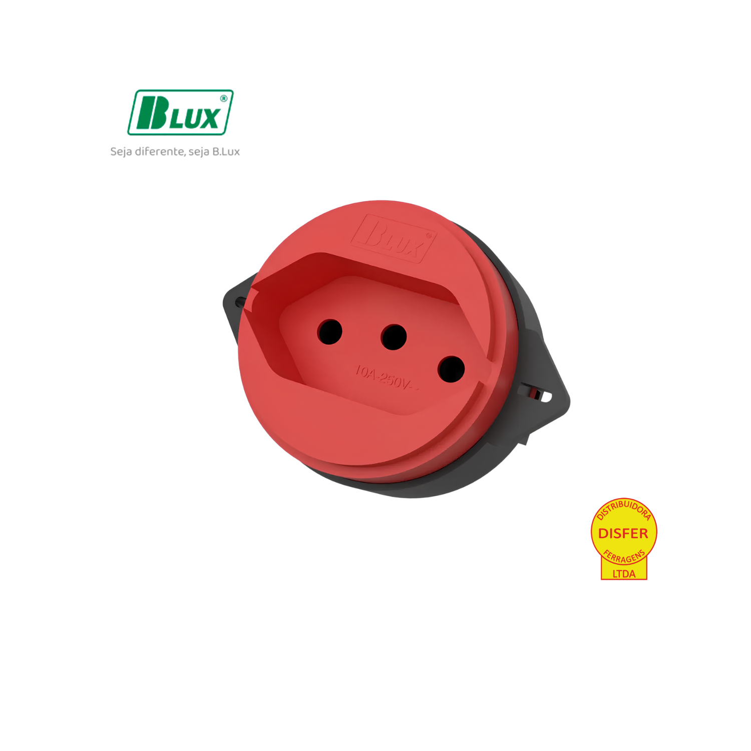 Tomada para Piso 2P+T 20A Vermelha Sem Placa - Blux - Disfer