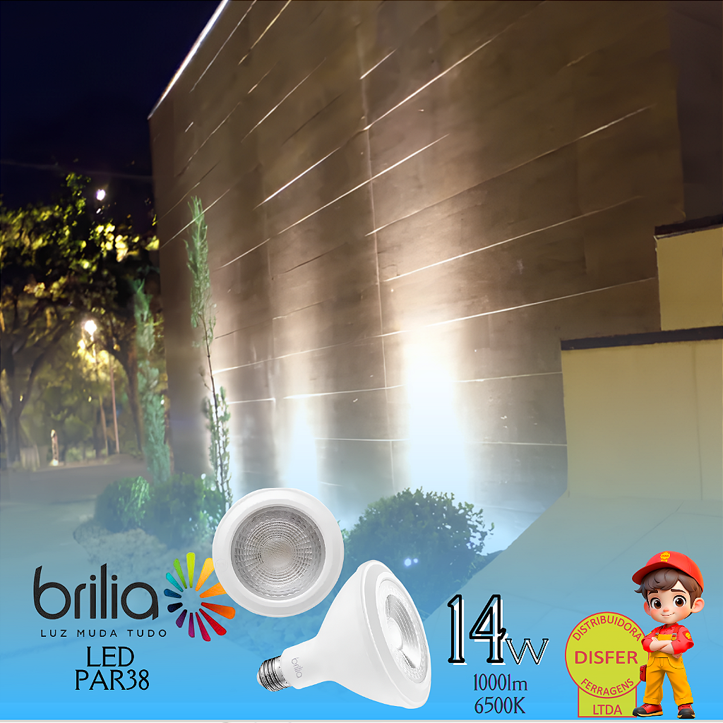 Lâmpada LED PAR38 E27 14W 6500K Bivolt - Brilia | Disfer - S - Disfer