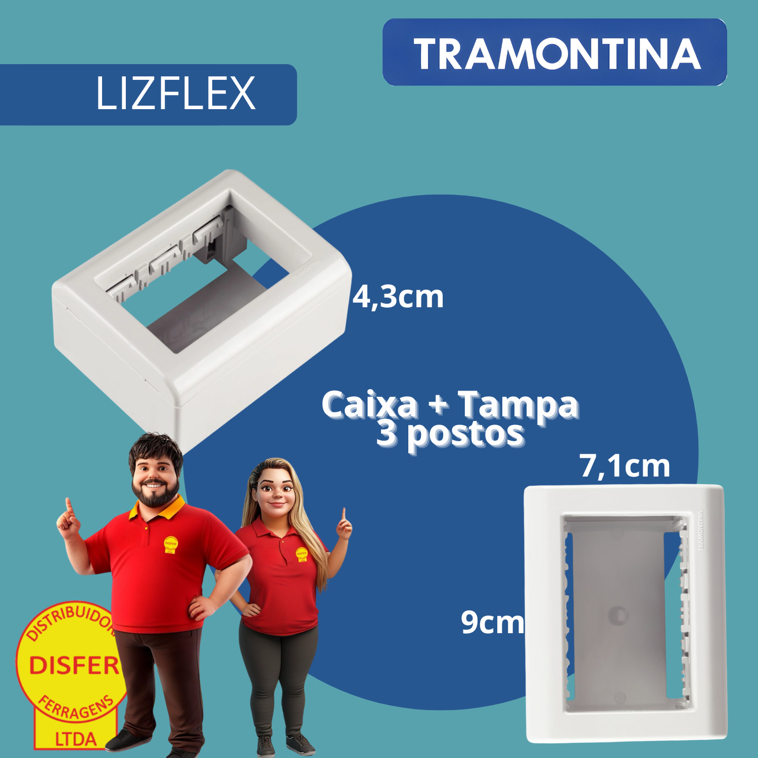 Caixa + Tampa 3 Postos LIZFLEX Sobrepor - Tramontina - Disfer