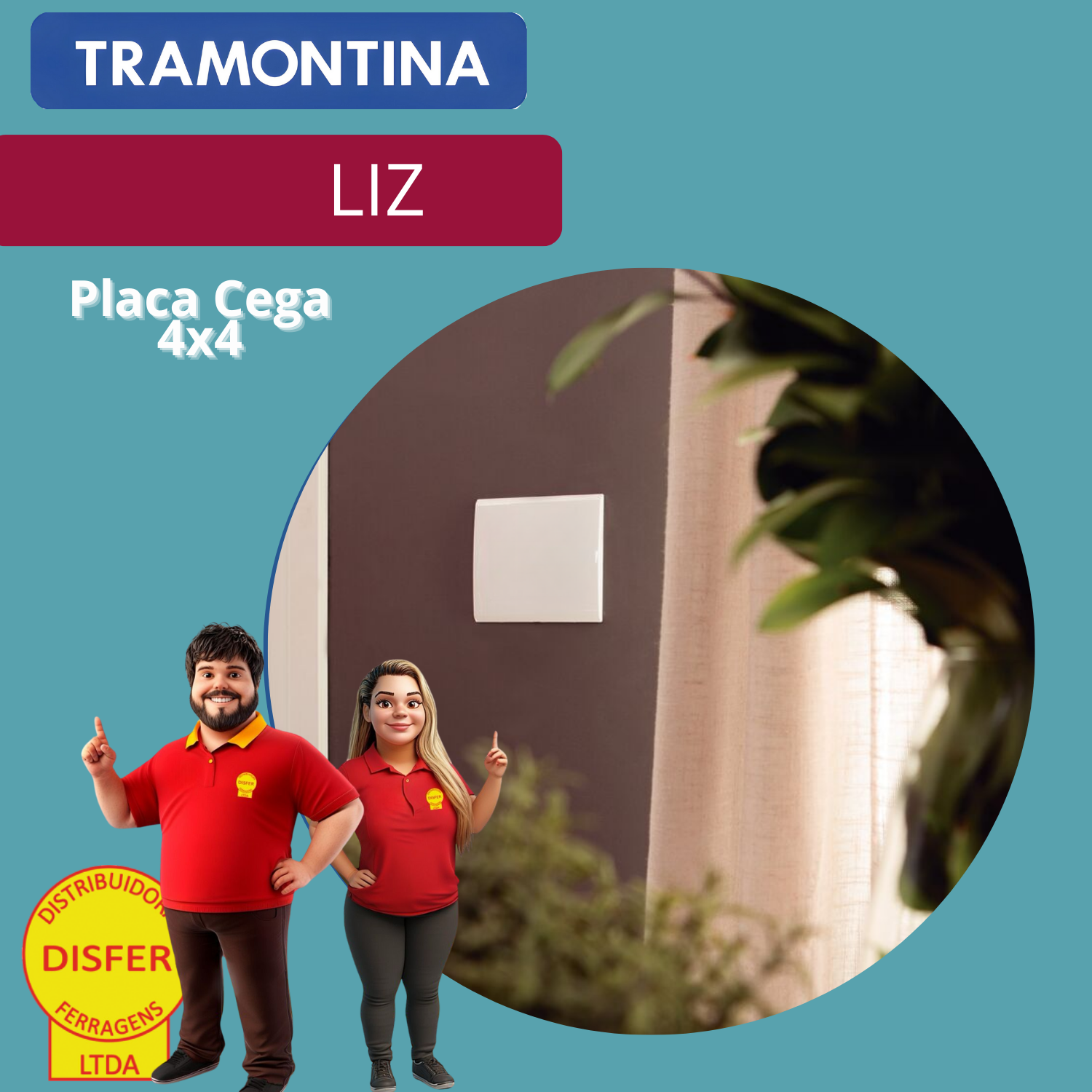 Placa Cega 4x4 LIZ - Tramontina | Disfer - São Paulo - Disfer