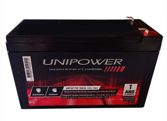 BATERIA SELADA 12V 7ah SEG - UNIPOWER VRLA AGM - BRASPOWER