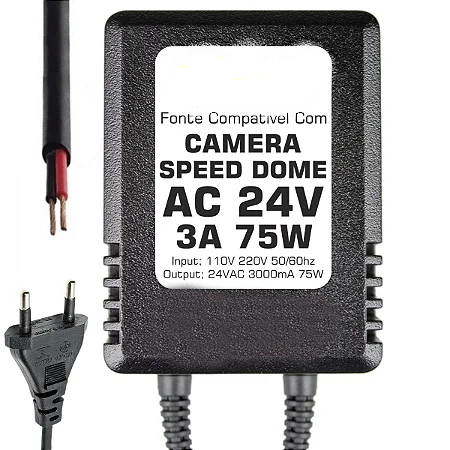 Fonte Ac 24v 3a 75w Para Câmera Speed Dome Cftv - BRASPOWER