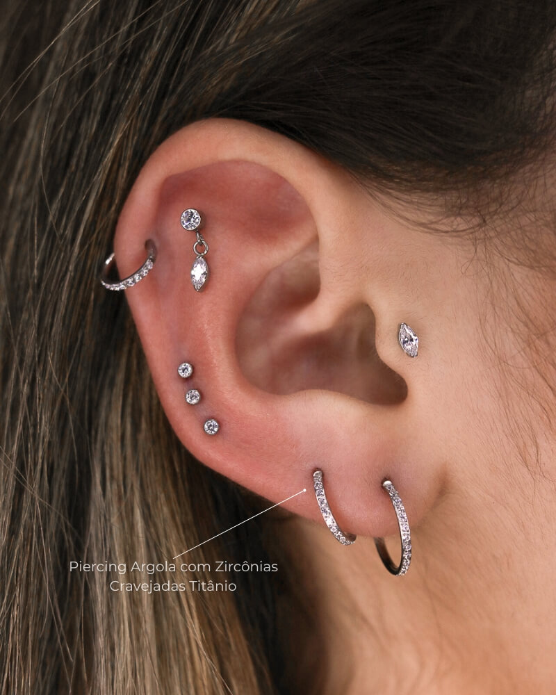 Piercing Argola Argolinha com Zircônias Titânio - Alternative Piercing ...