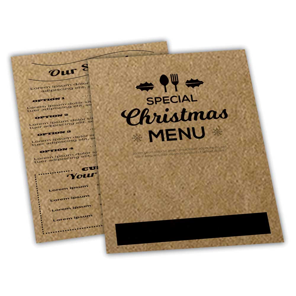 CARDÁPIOS CARDÁPIOS PERSONALIZADOS SIMPLES KRAFT 250G 210X300MM - 1X1 - 8unid - CSR44410C ...