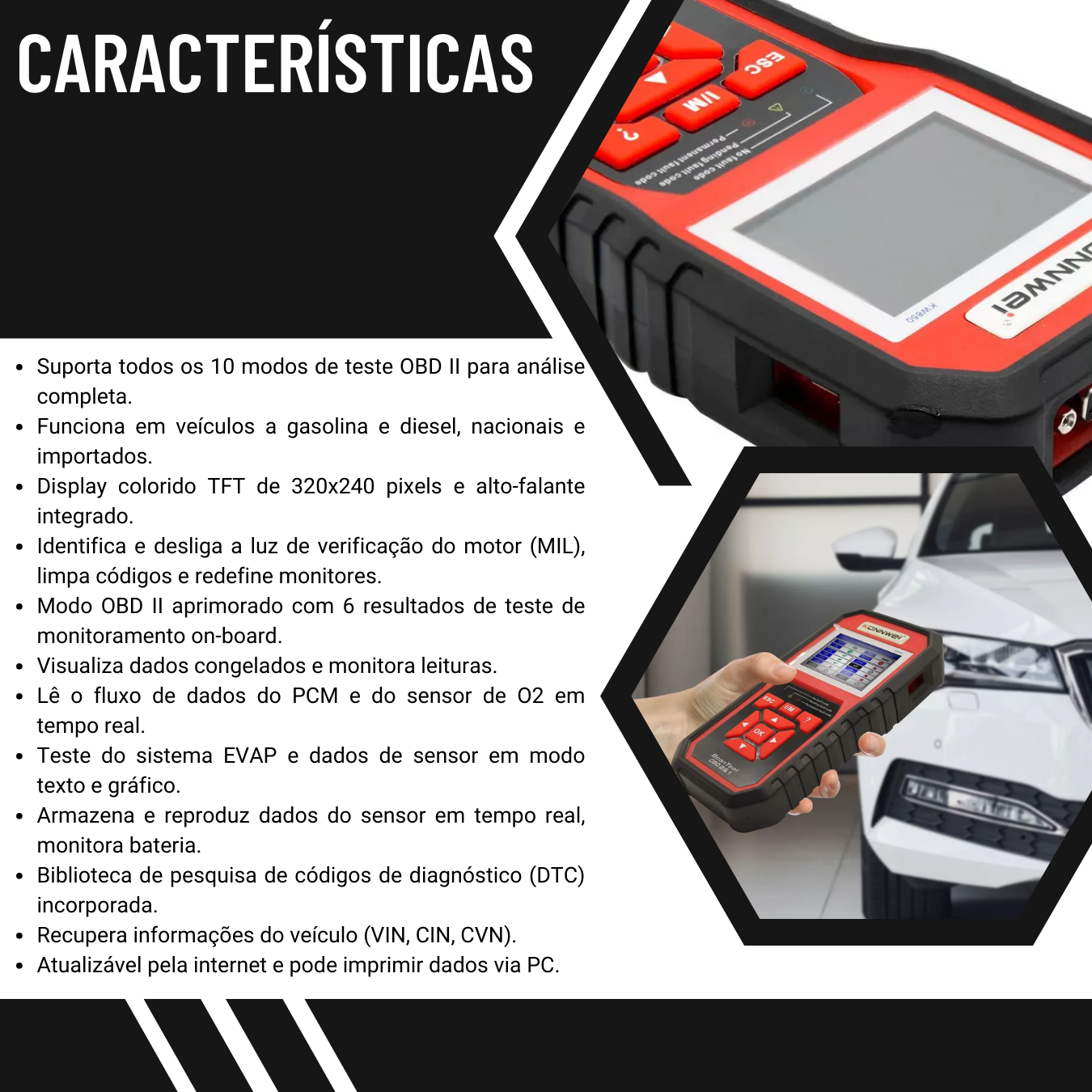 Scanner Automotivo Konnwei Kw850 Obd2 Configura Em Portugues - Blutu - Loja de Eletrônicos ...