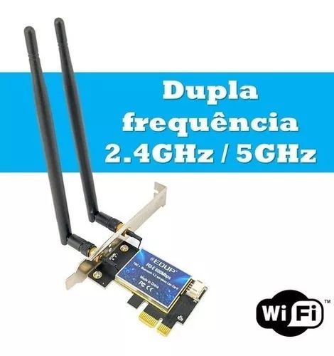 Placa De Rede Wi-fi Dual Band 2.4g/5ghz 600mbps Bluetooth 4.0 Pci-e ...