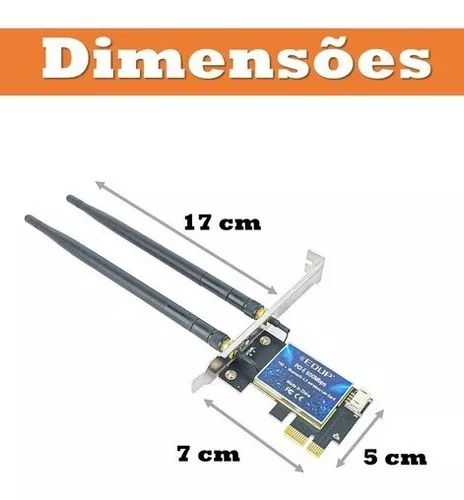 Placa De Rede Wi-fi Dual Band 2.4g/5ghz 600mbps Bluetooth 4.0 Pci-e ...