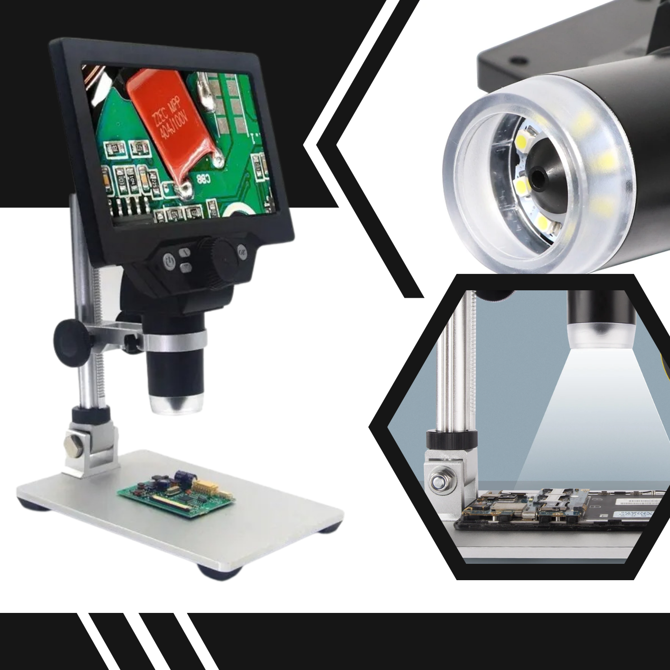 Mustool G1200 Microscópio Digital 12mp 7 Polegadas - Blutu - Loja de ...