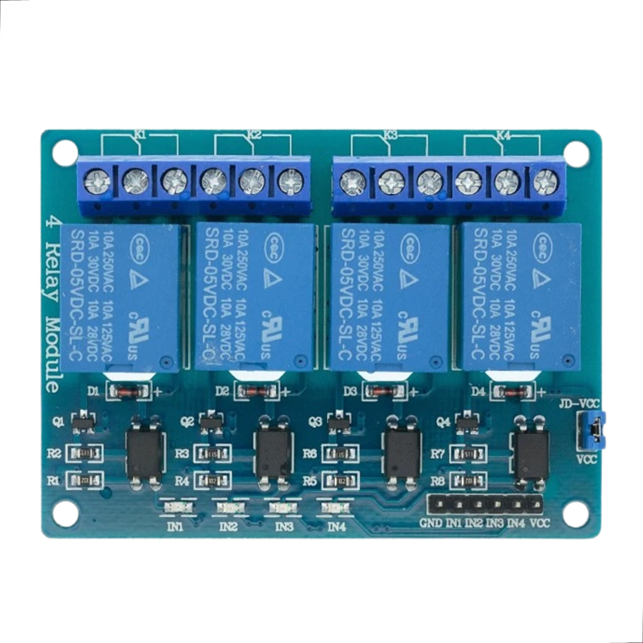 Módulo Relé Rele 4 Canais 5v 10a Para Arduino Pic Automação - Blutu ...