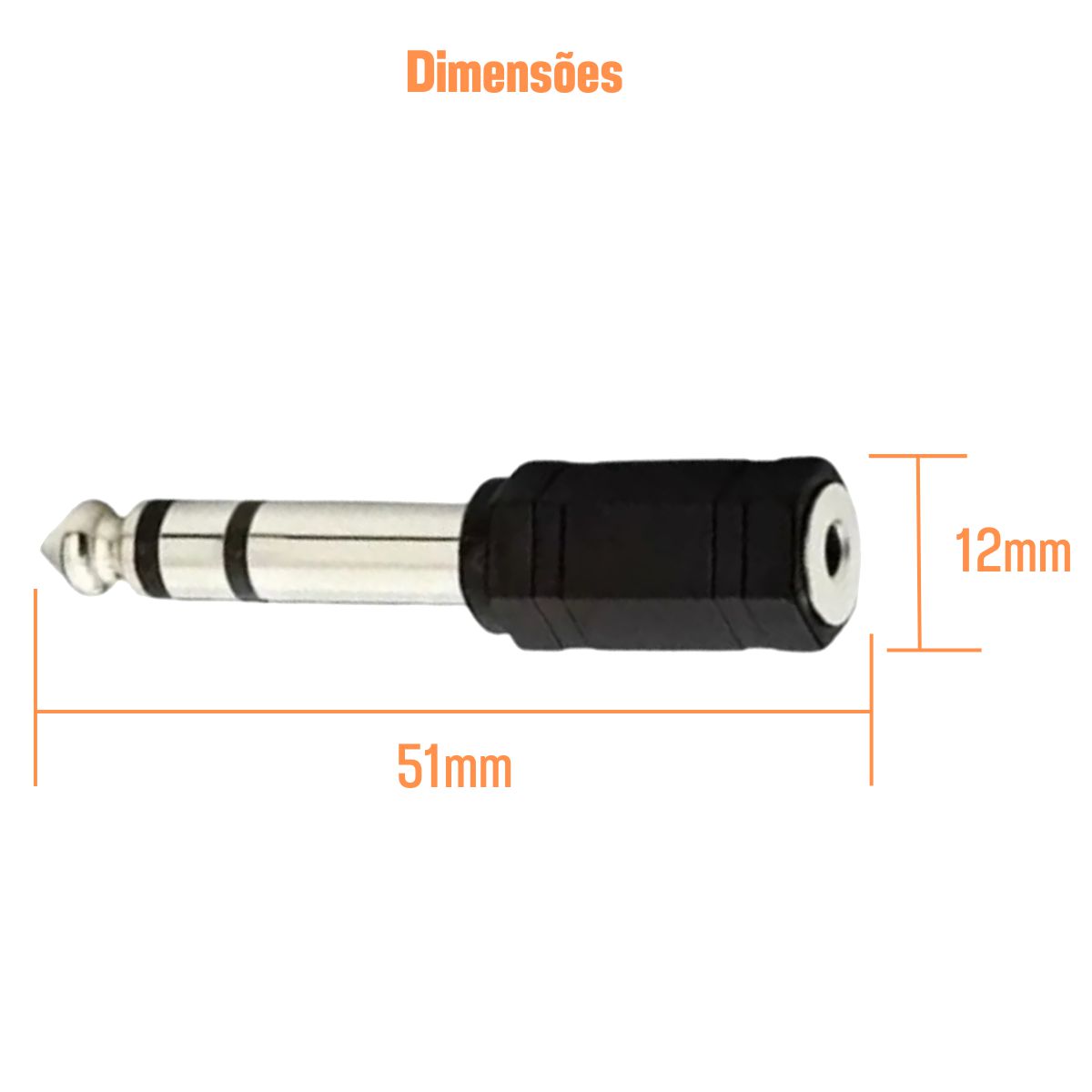 Adaptador Plugue P2 Fêmea Para P10 Macho Áudio Estéreo - ELETROHALEN ...