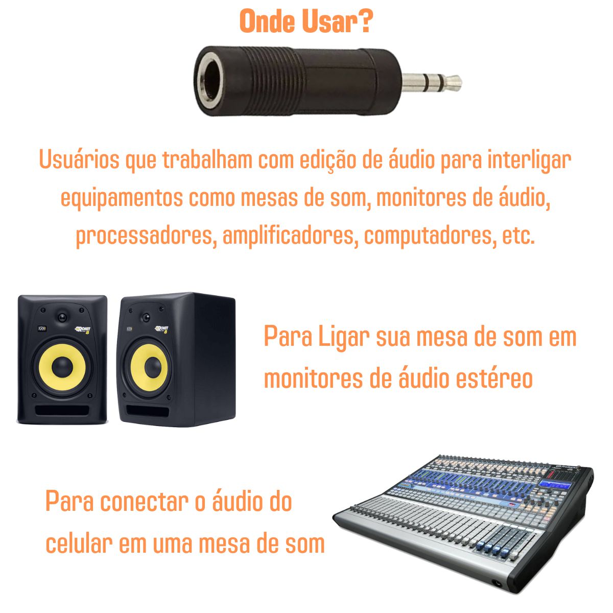 Adaptador Plugue P10 Fêmea Para P2 Macho Áudio Estéreo - ELETROHALEN ...