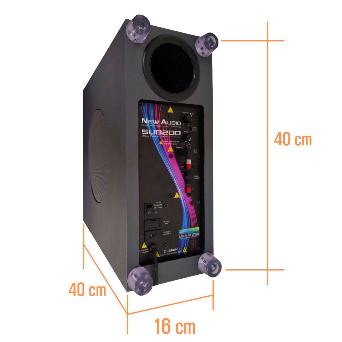 Subwoofer Ativo Slim 8" Premium 200W Multi-Position - ELETROHALEN ...