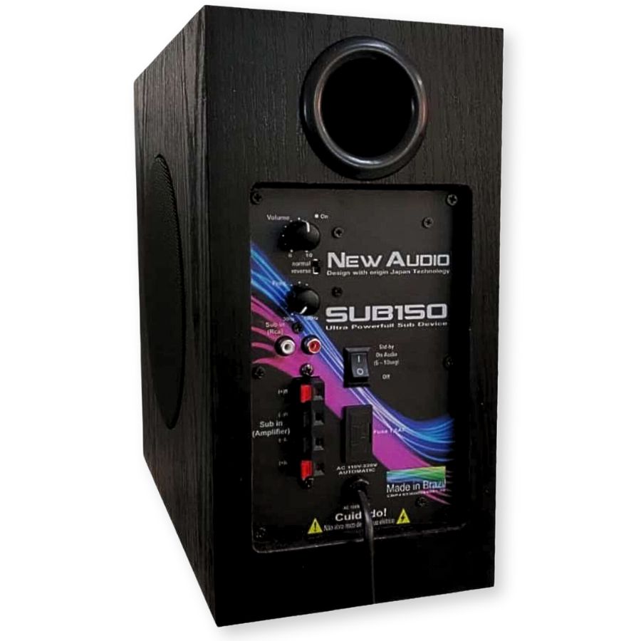 Subwoofer Slim Compacto Fino Ativo 150W Home Theater Branco ...